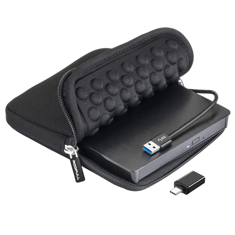 ROOFULL External CD DVD +/-RW Drive with SD Card Reader and USB 3.0+2.0 ...