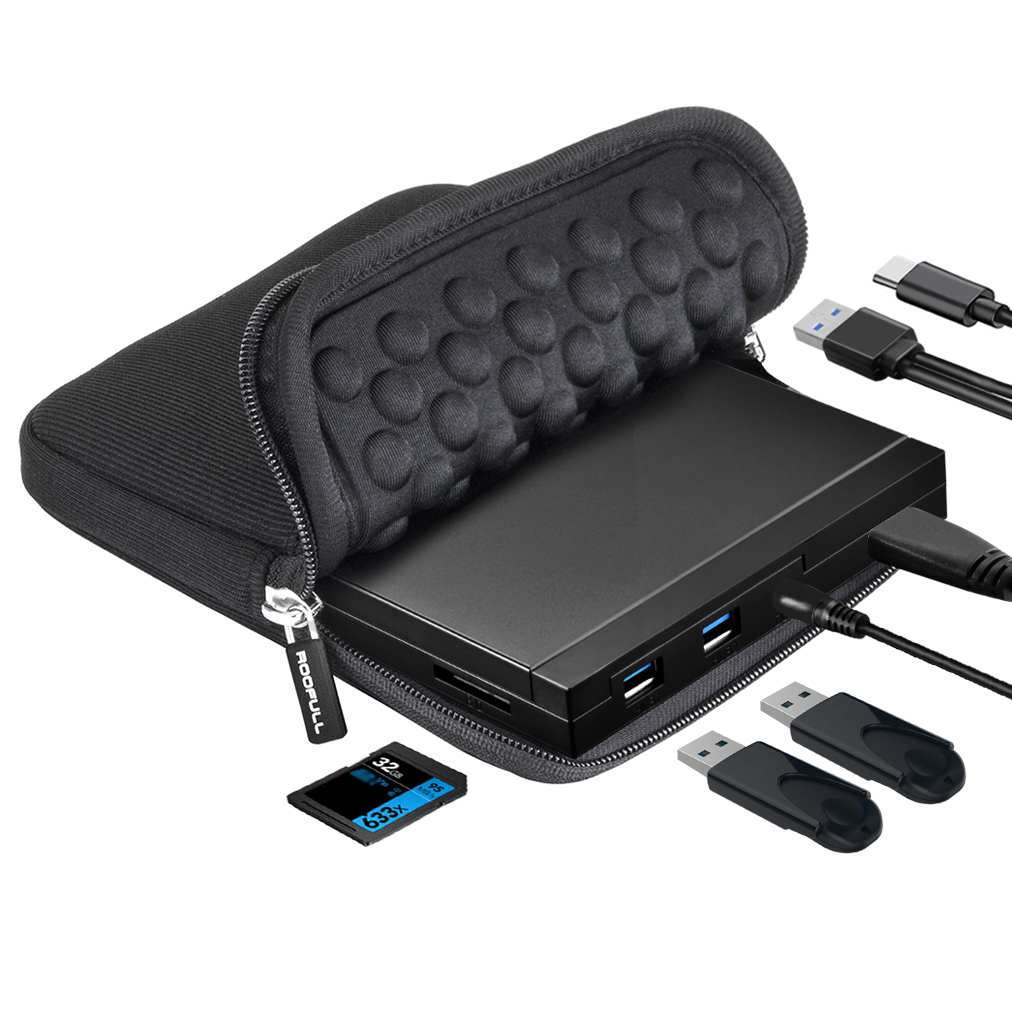 ROOFULL USB External CD DVD +/-RW Drive with SD Card Slot and USB Ports ...